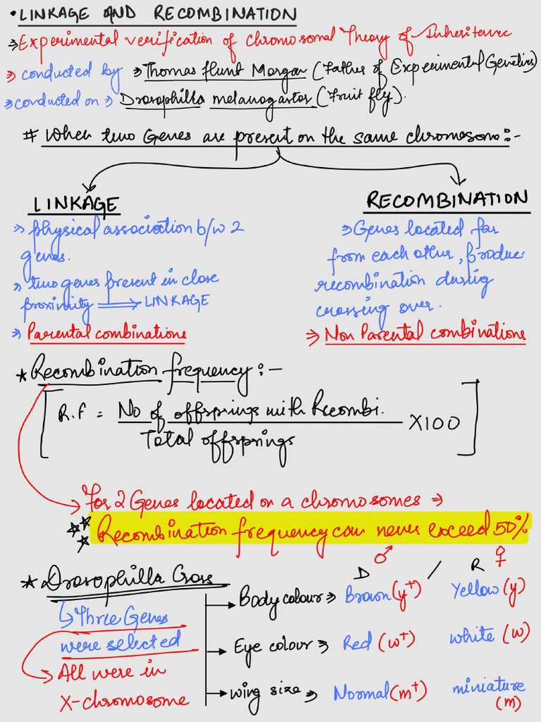 Linkage and Recombination Ncert | PDF