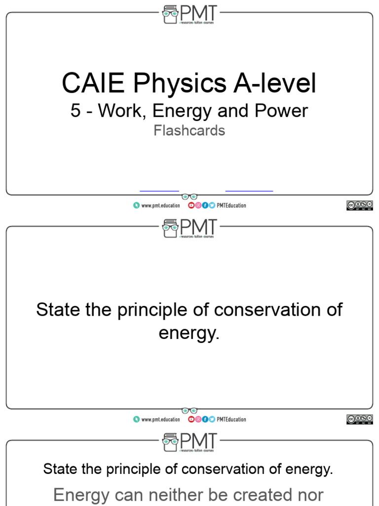 Flashcards - Topic 5 Work, Energy and Power - CAIE Physics A-Level ...