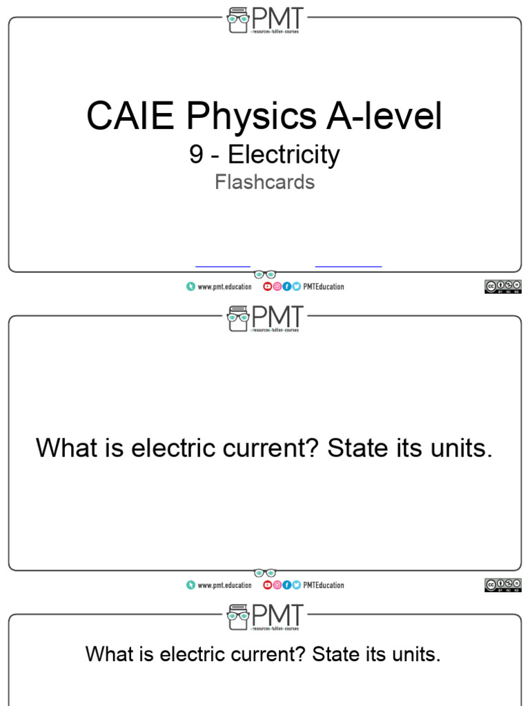 Flashcards - Topic 9 Electricity - CAIE Physics A-Level | PDF ...