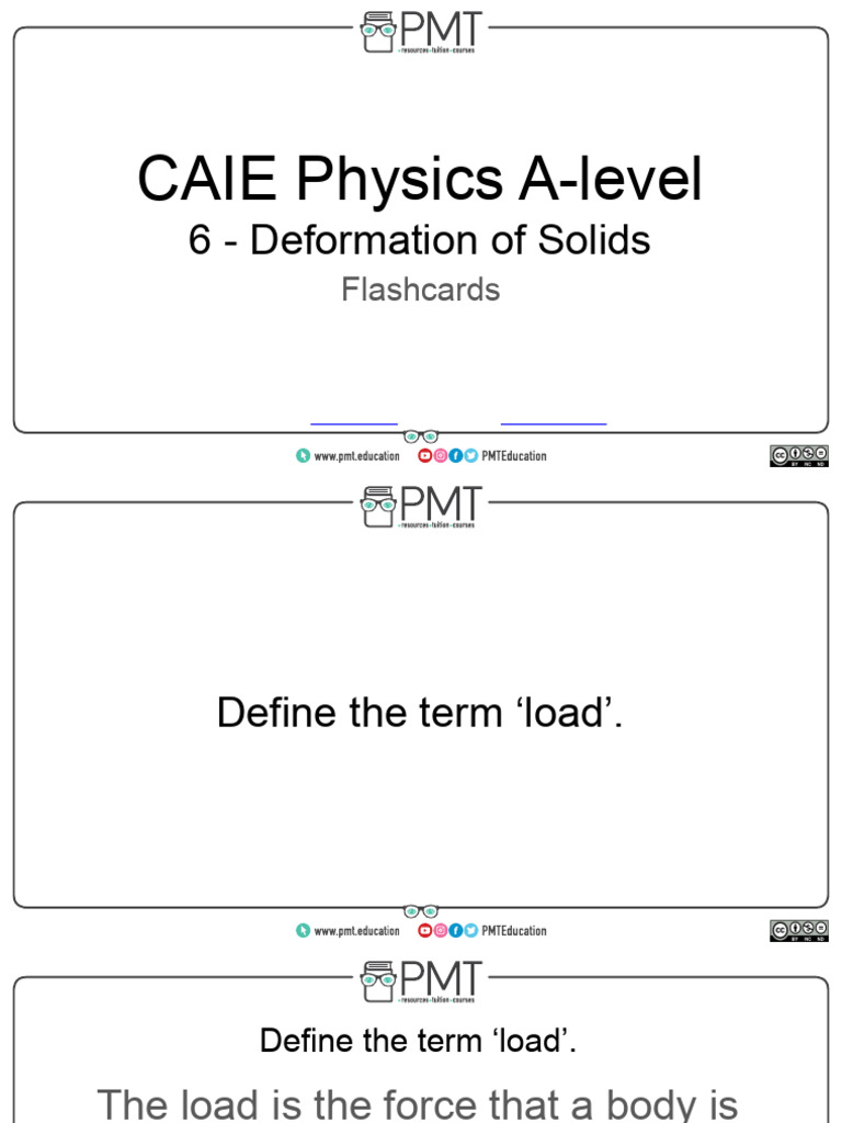 Flashcards - Topic 6 Deformation of Solids - CAIE Physics A-Level | PDF | Deformation ...