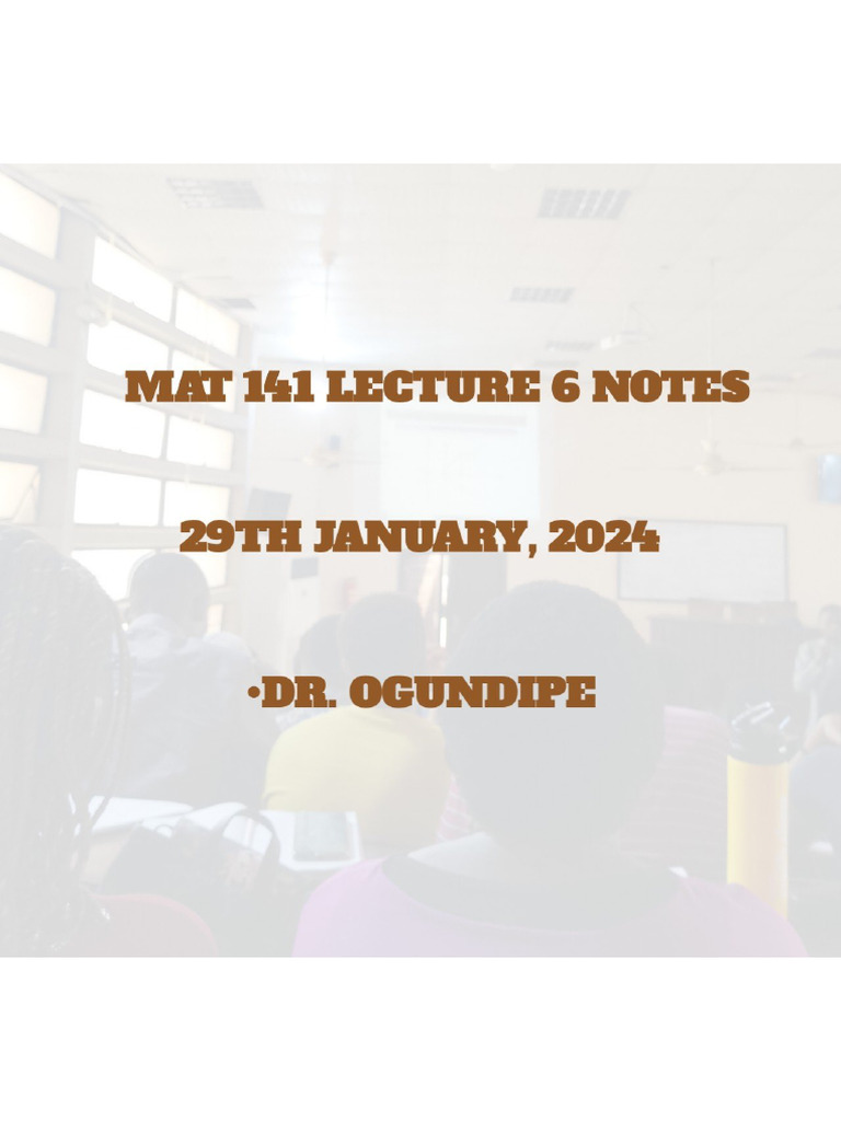 Humble Engine Mat141 Lecture 6 Notes | PDF