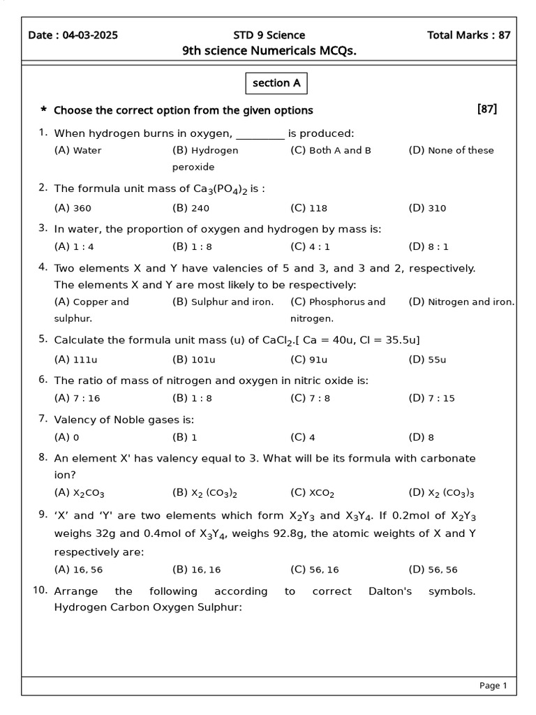 9th Science Numericals Mcqs Pdf Acceleration Velocity