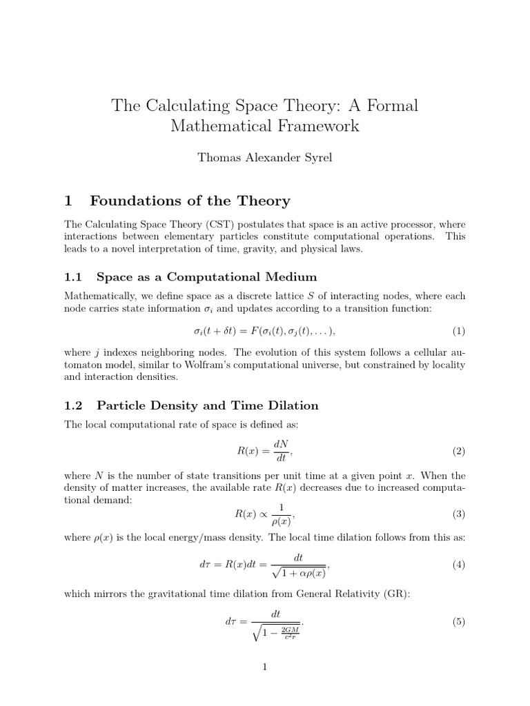 The Calculating Space Theory A Formal Mathematical Framework | PDF ...