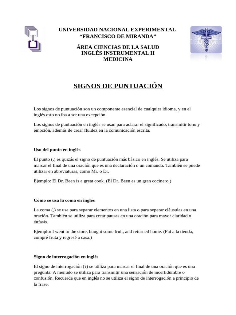 Signos de Puntuación en Inglés | PDF | Puntuación | Coma