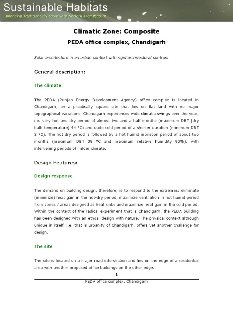 Climatic Zone: Composite: PEDA Office Complex, Chandigarh | PDF ...