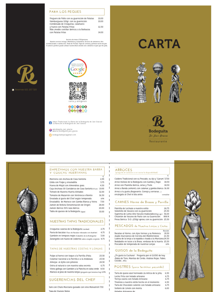Servicio de mesa y carta Bodeguita Javi Gracia | PDF | Cocinando ...