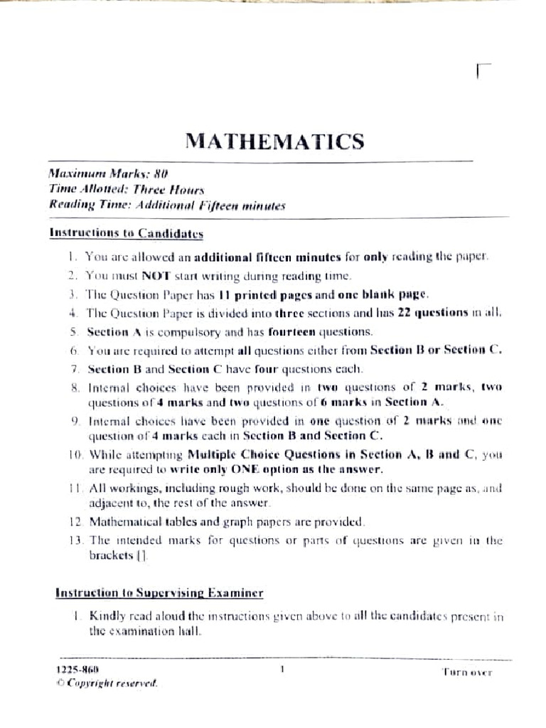 Isc Class 12 Maths Question Paper 2025 | PDF | Mathematical Analysis | Mathematical Concepts