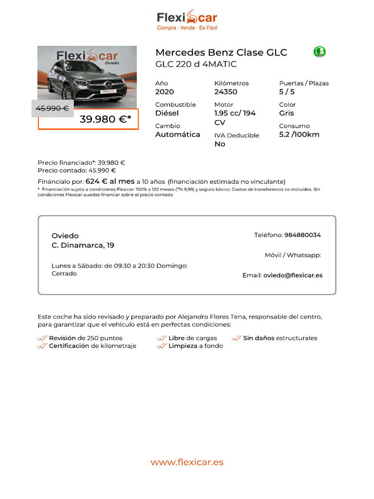 Mercedes Benz Clase GLC GLC 220 D 4matic Diesel Automatica Oviedo - 903000000079121 | PDF