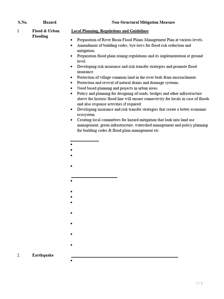 Non Structural Mitigation Work List | PDF | Flood | Earthquakes