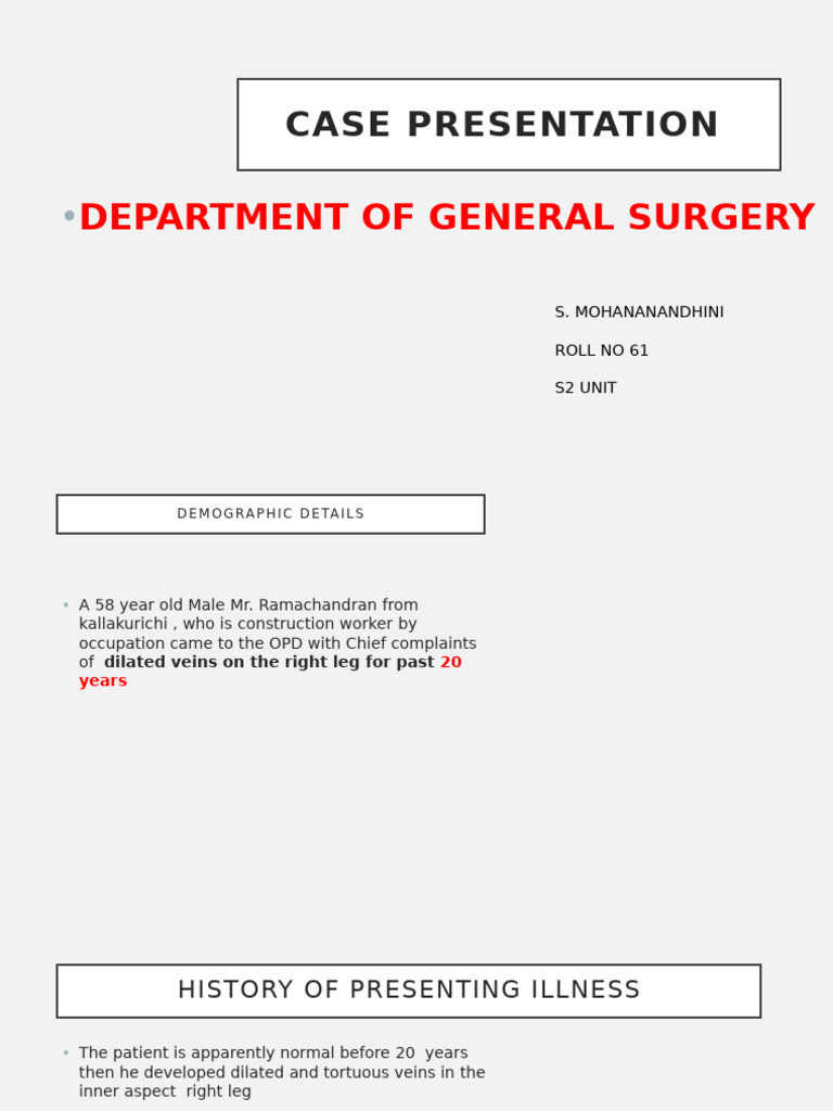 Varicose Vein Case Presentation | PDF | Edema | Clinical Medicine
