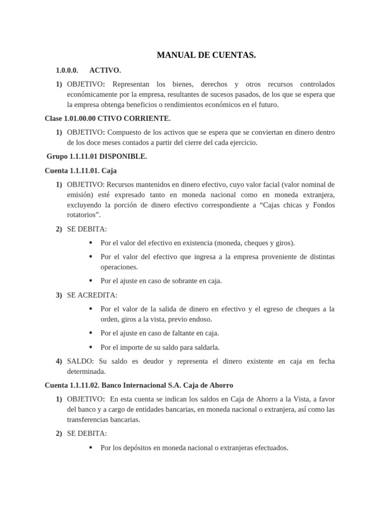 manual de cuentas | PDF | Impuesto al valor agregado | Bancos