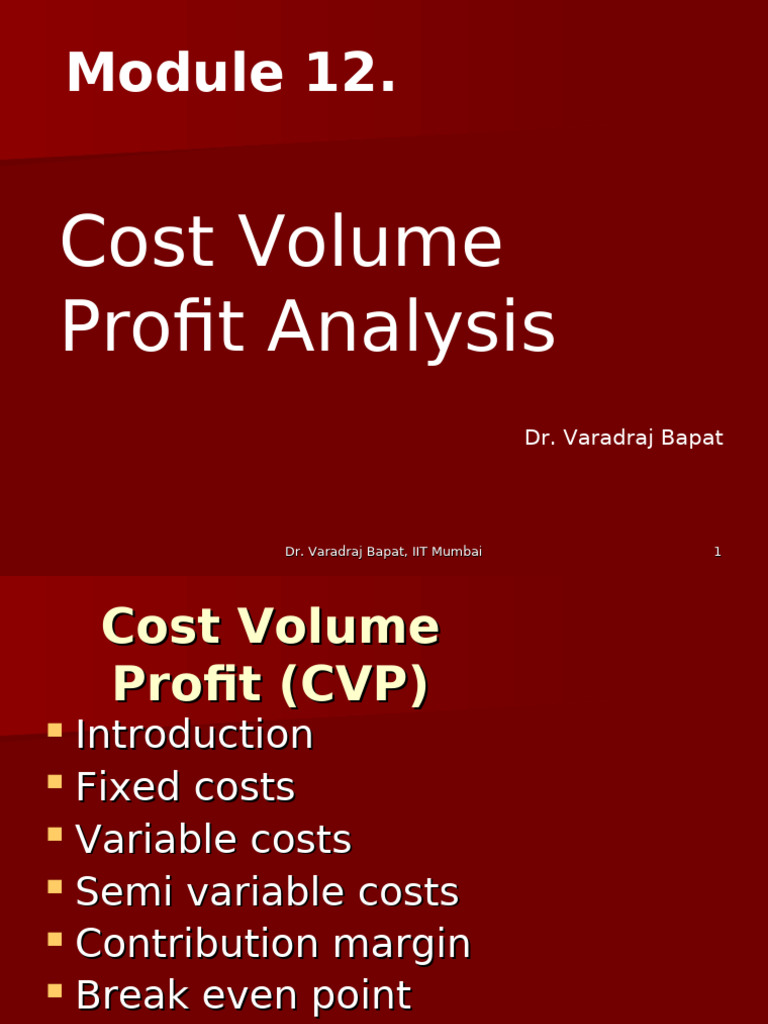 Cost Volume Profit Analysis Guide | PDF | Business Economics ...
