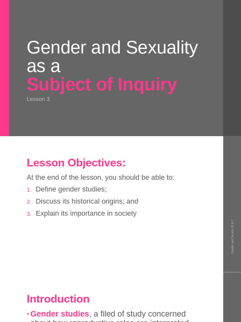 Lesson 3 Gender and Sexuality As A Subject of Inquiry | PDF | Gender ...