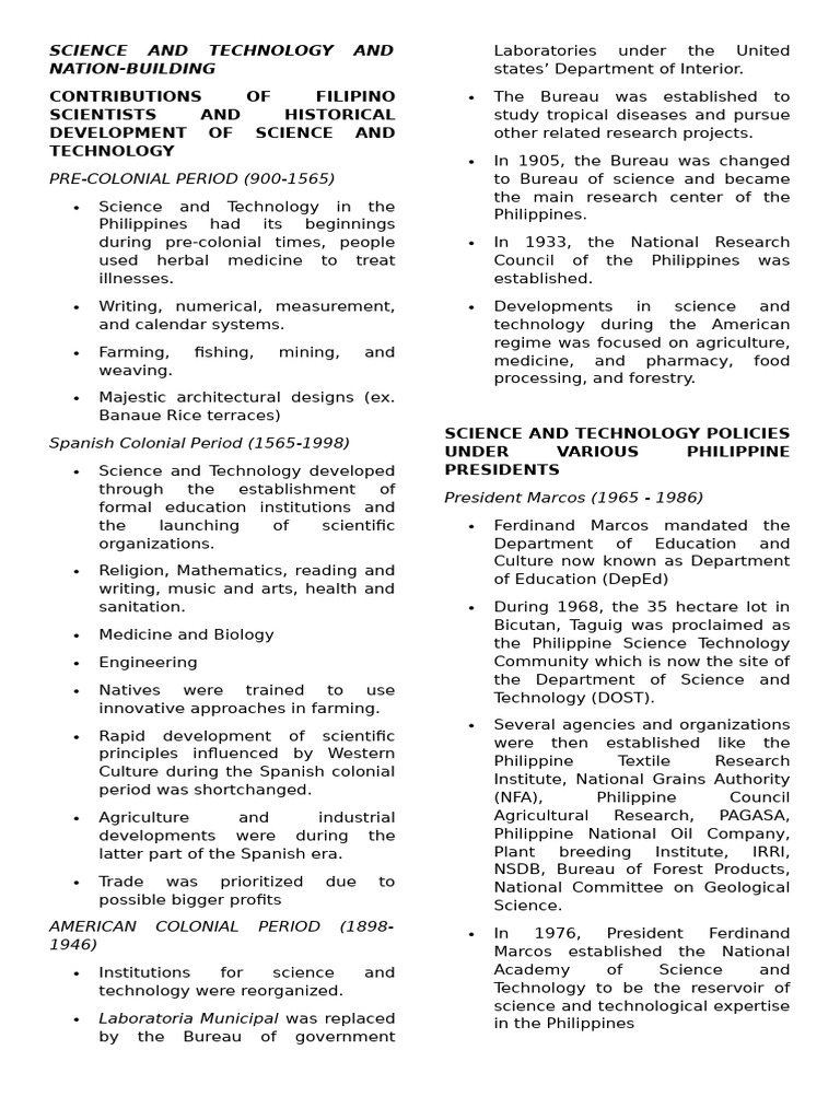 Filipino Science and Technology History | PDF | Sustainability ...