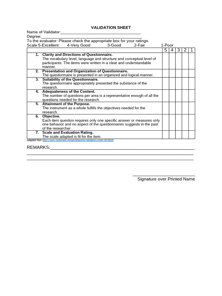 Validation Sheet 3 | PDF