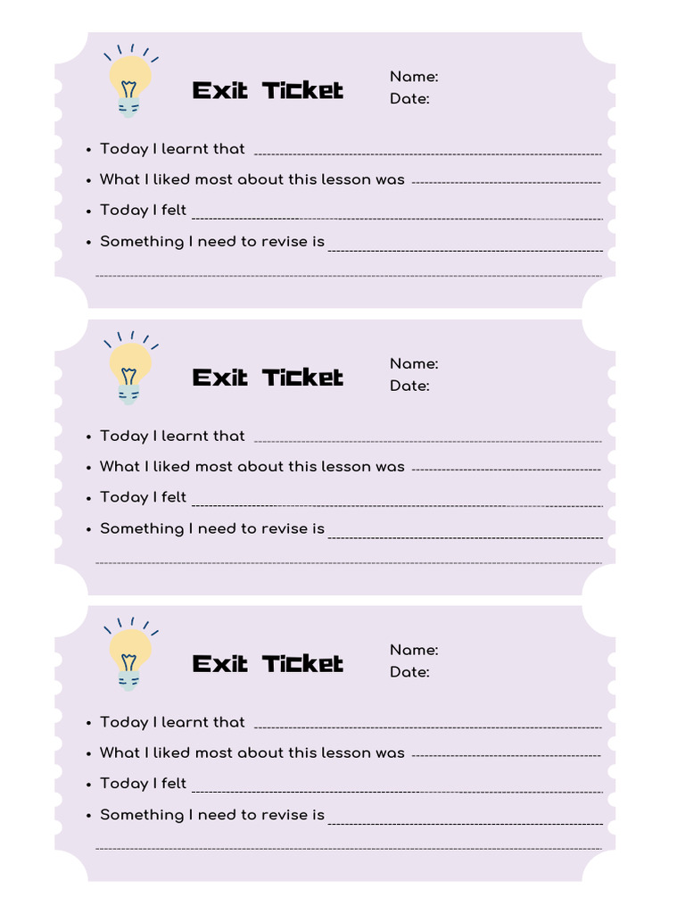 Exit Ticket_Reflection for Students | PDF