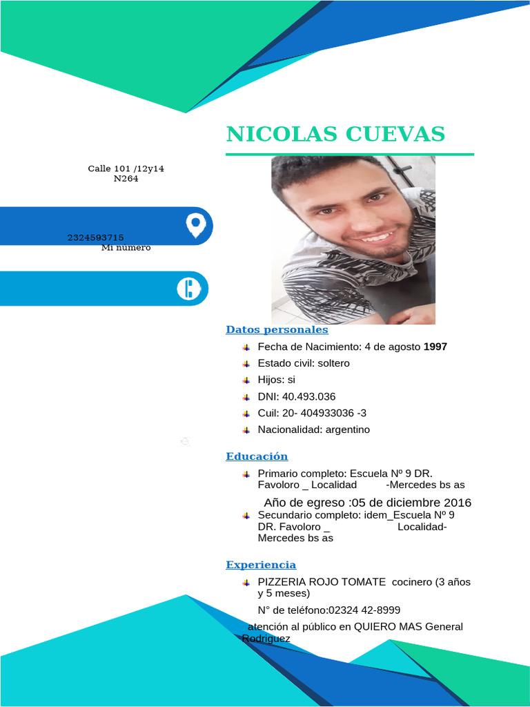 CV Nicolás Cuevas: Experiencia Laboral y Educación | PDF