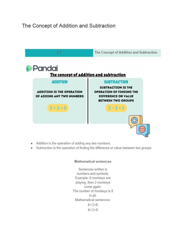 The Concept of Addition and Subtraction | PDF