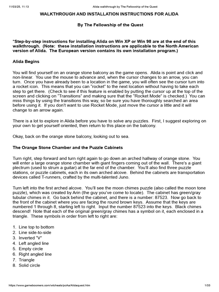 Alida Walkthrough by The Fellowship of The Quest | PDF | Stairs | Piano