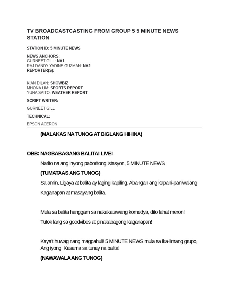TAGALOG BROADCASTING SCRIPT FOR STUDENTS | PDF