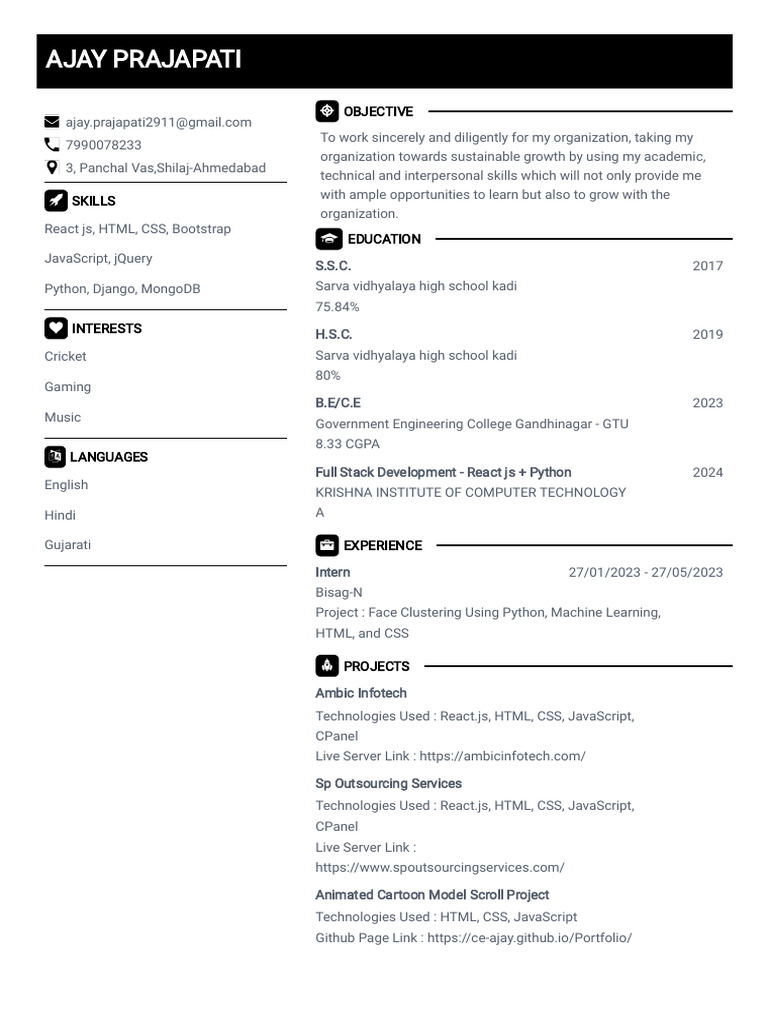 Ajay Kalubhai Prajapati - Resume - Apna | PDF | Java Script | Web Development