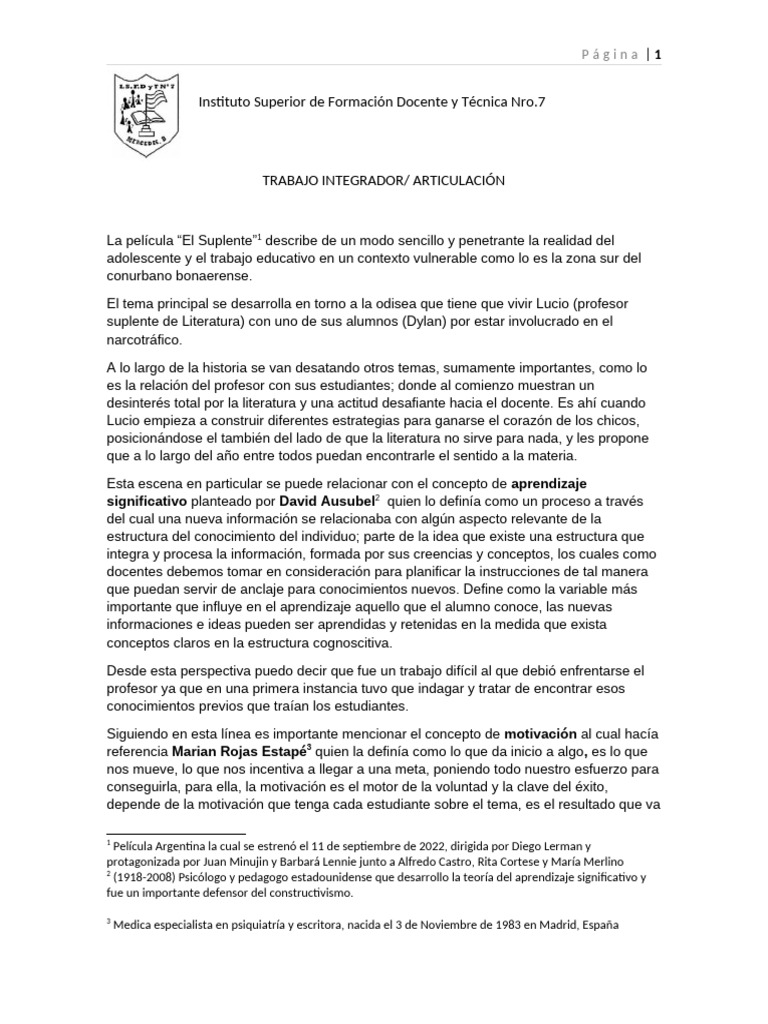 Instituto Superior de Formación Docente y Técnica Nro Perspectiva | PDF ...