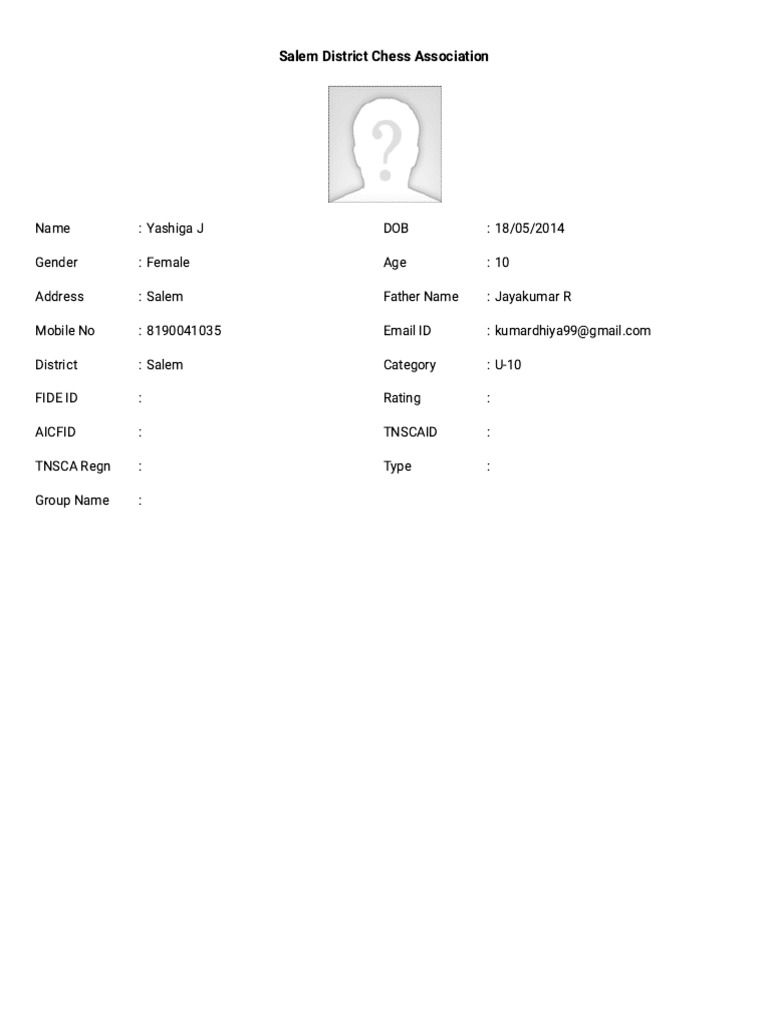 Salem District Chess Association - SDCA | PDF