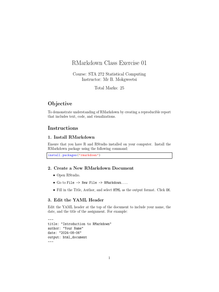 STA - 272 Class Exercise 01 | PDF | Computing | Software