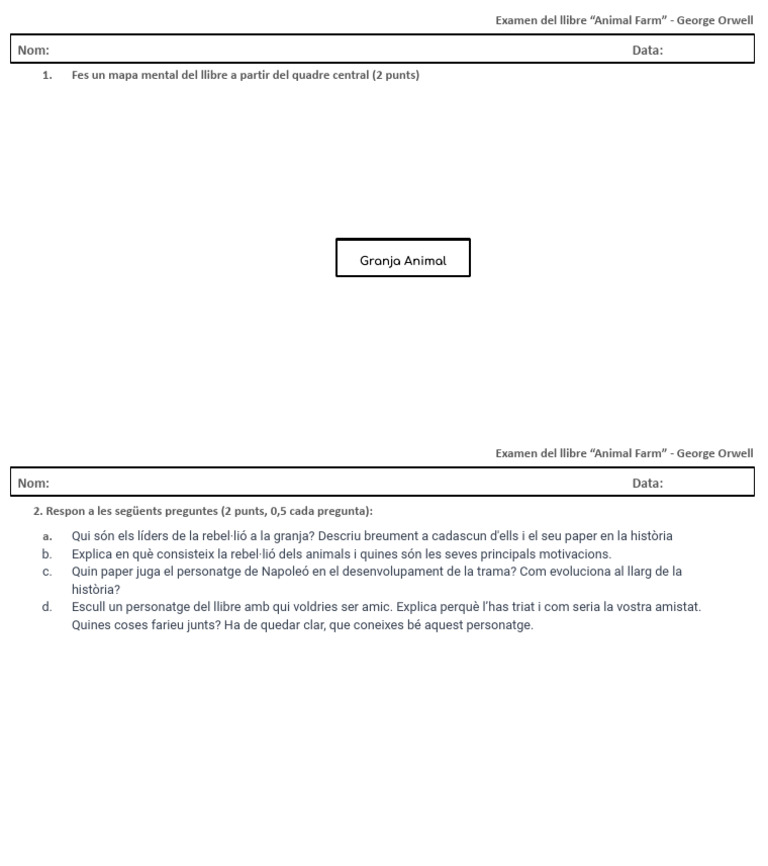 Examen 1 Animal Farm | PDF