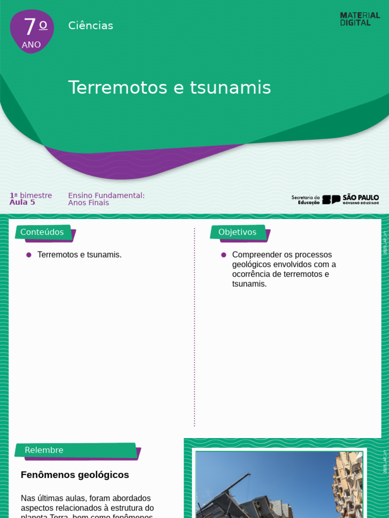 Aula 5 - Terremotos e tsunamis | PDF | Terremotos | Física Aplicada e Interdisciplinar