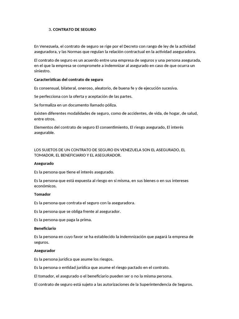 Contrato de Seguro | PDF | Póliza de seguros | Seguro