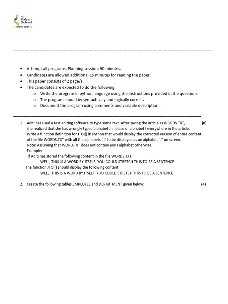 Grade 12 Practical Exam Paper - SET A - Final | PDF | Computer Program ...