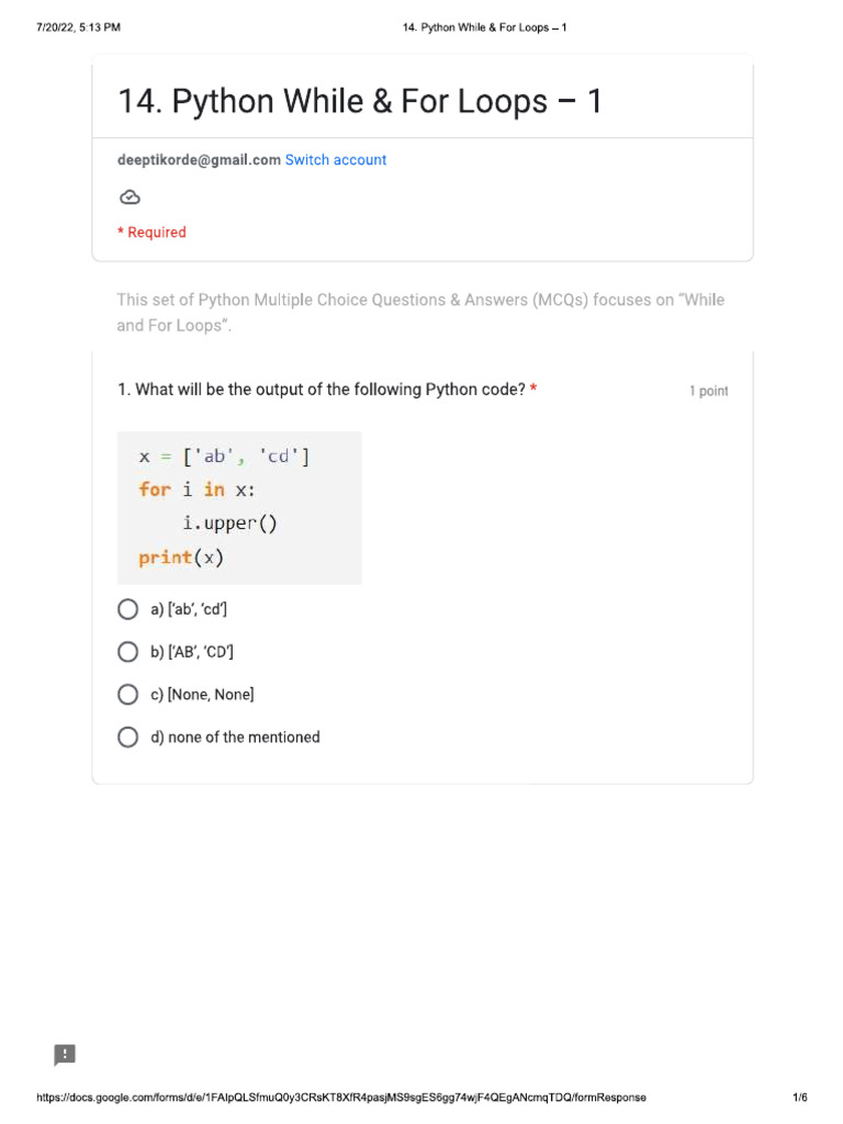 MCQs - Python-While&for Loops | PDF