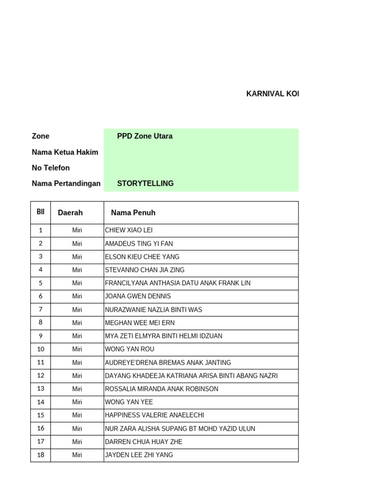 Markah Ketua Hakim Template | PDF