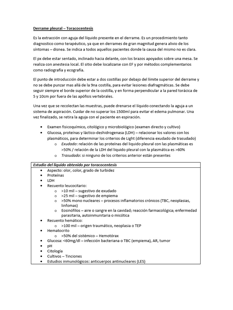 Criterios de Light en Derrame Pleural | PDF | Especialidades Medicas ...