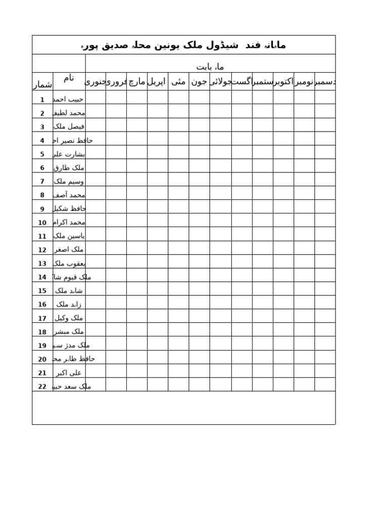 Monthly Collection Performa | PDF
