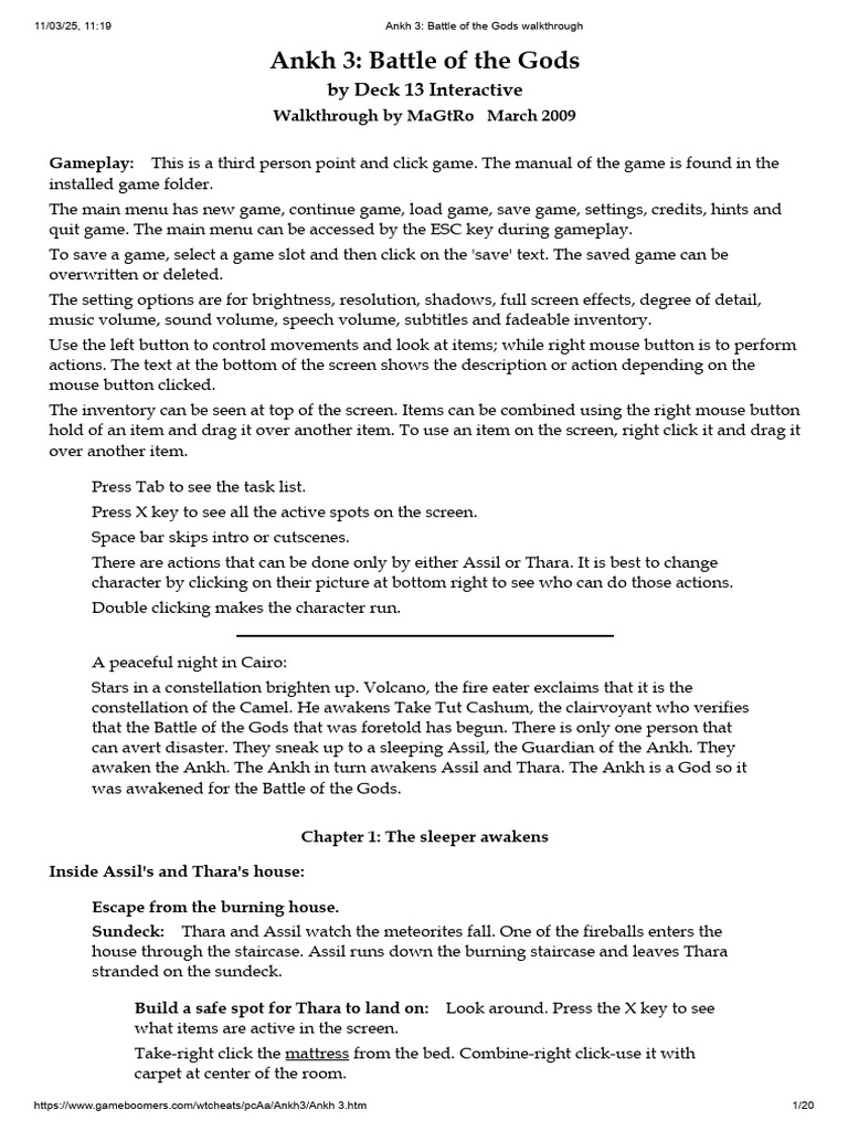 Ankh 3: Battle of the Gods Walkthrough | PDF | Osiris