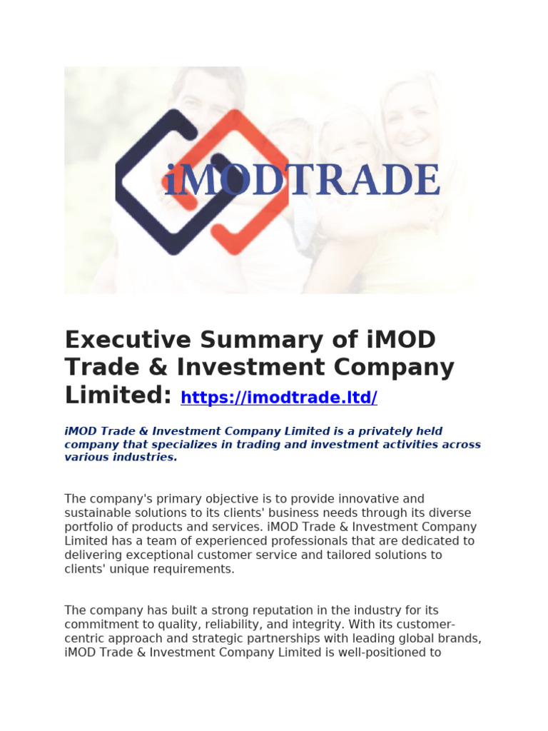 Executive Summary of iMOD Trade 2 | PDF | Investing | Diversification (Finance)