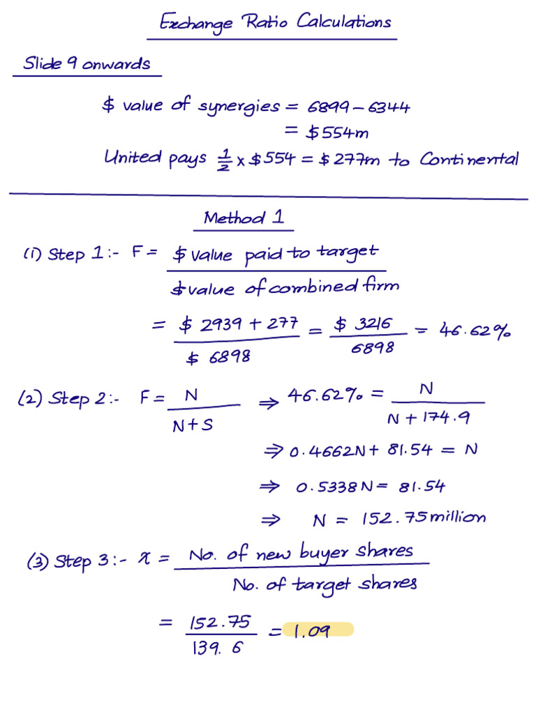 Topic 5 Exchange Ratio Calculations | PDF