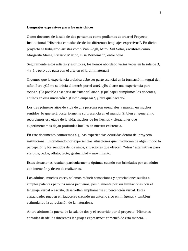 Proyecto de arte | PDF | Vincent Van Gogh | Experiencia