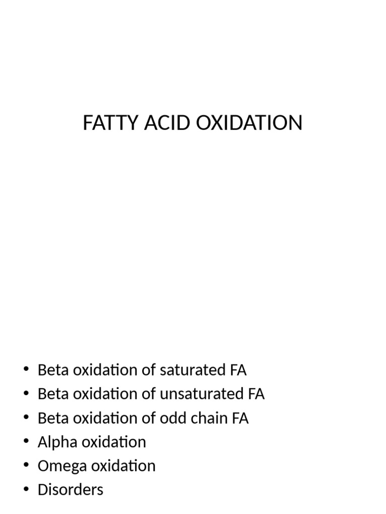 Fatty Acid Oxidation Mechanisms Explained | PDF | Fatty Acid | Cell Biology