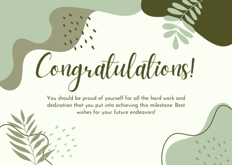 Green Aesthetic Congratulations Card | PDF