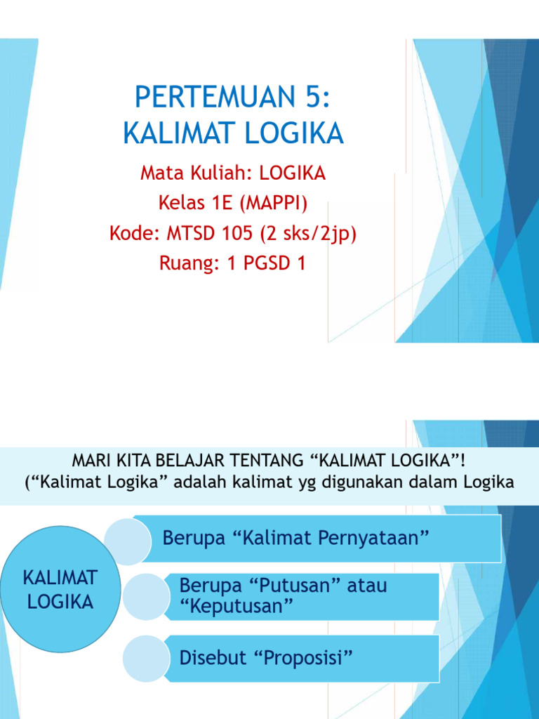 PERTEMUAN 5_KALIMAT LOGIKA tugas | PDF