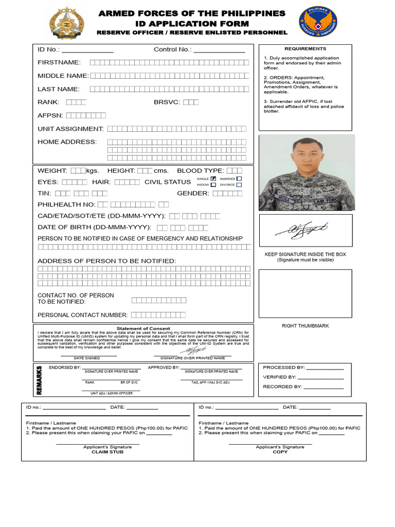 Musa Reservist ID Form 2024 | PDF