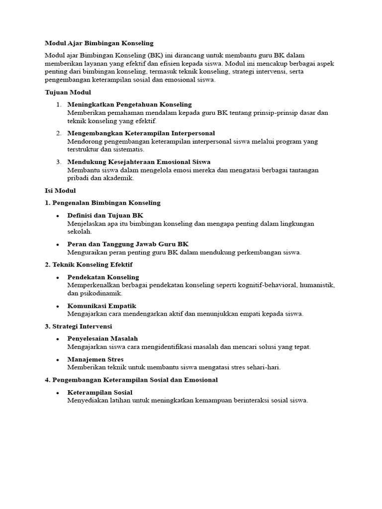 Modul Ajar Bimbingan Konseling Efektif | PDF