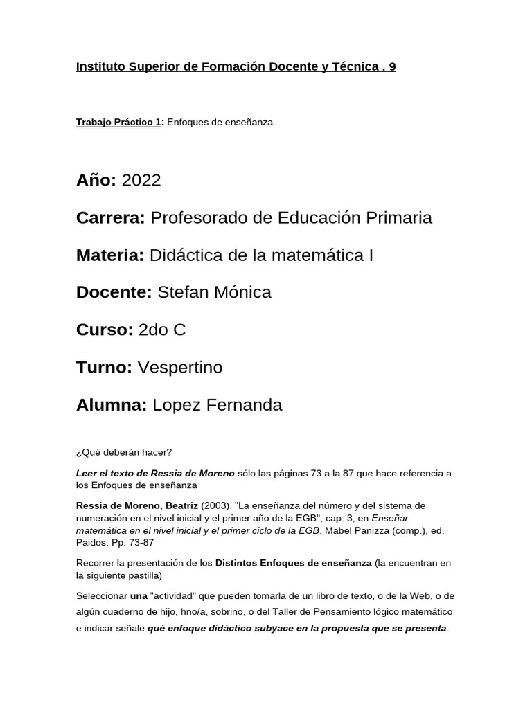 Tp1 de Didactica de La Matematica | PDF