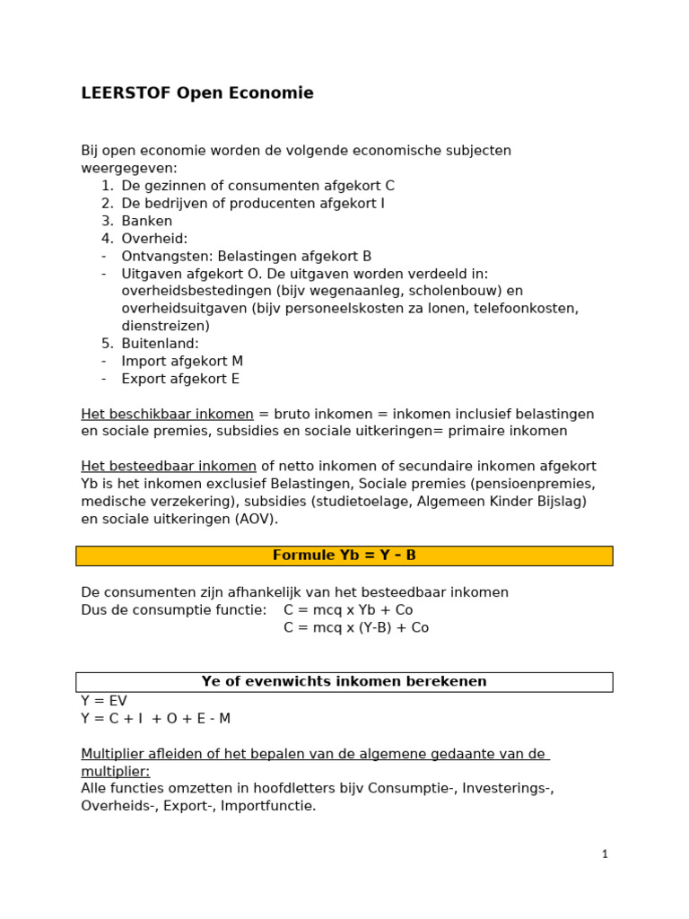 Leerstof Open Economie | PDF