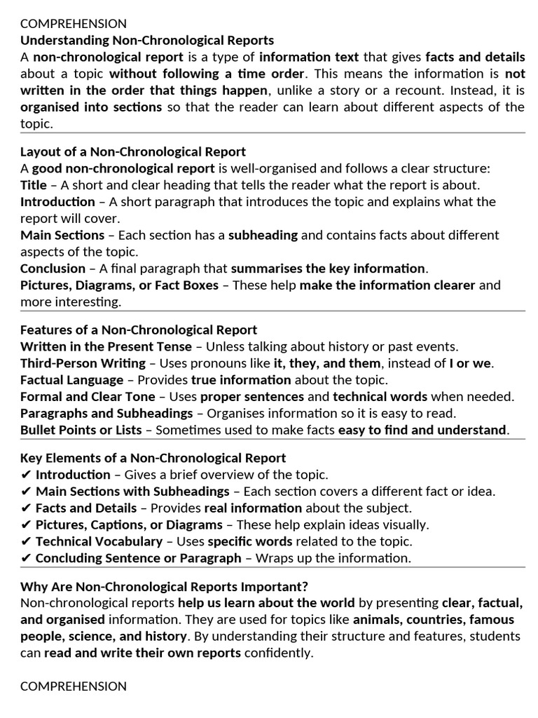Understanding Non-Chronological Reports | PDF | Paragraph | Reading ...