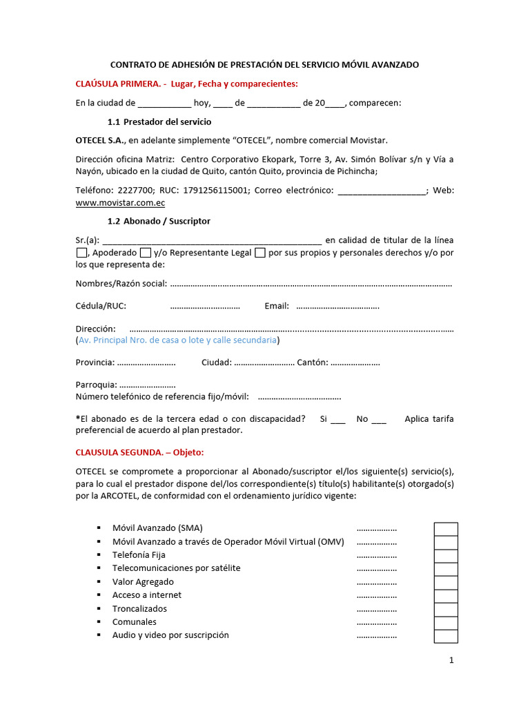 Contrato de Servicio Móvil Avanzado OTECEL | PDF | Arbitraje ...