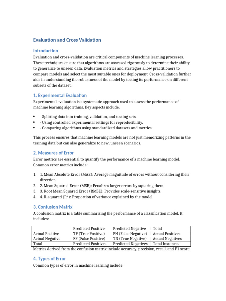 Evaluation and Cross Validation Detailed | PDF | Cross Validation (Statistics) | Mean Squared Error